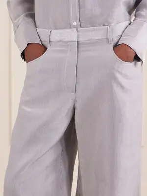 TWP Dylan Striped Cotton-blend Gabardine Wide-leg Trousers
