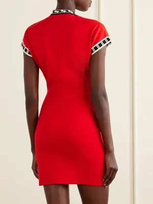 Versace Logo-embroidered Cotton Mini Dress