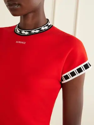 Versace Logo-embroidered Cotton Mini Dress