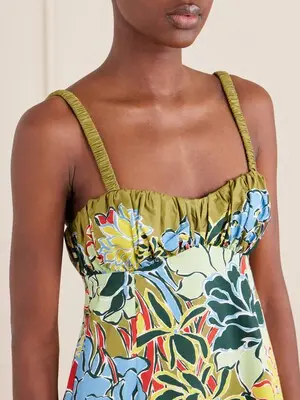 ALEMAIS Solstice Floral-print Organic Cotton-poplin Midi Dress