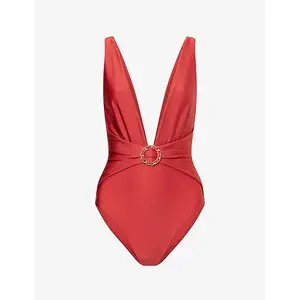 Zimmermann Roselight Plunge Chain Swimsuit - Raspberry