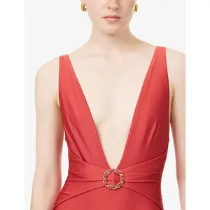 Zimmermann Roselight Plunge Chain Swimsuit - Raspberry