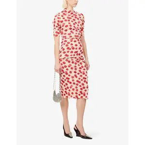 Stella McCartney Printed High-neck Mesh Top - Raspberry