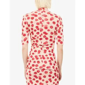 Stella McCartney Printed High-neck Mesh Top - Raspberry