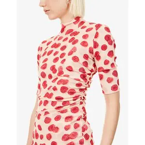 Stella McCartney Printed High-neck Mesh Top - Raspberry