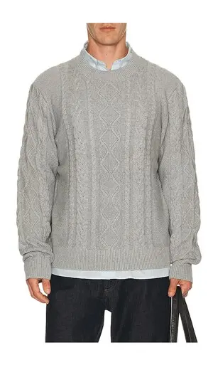 ASHER Andre Cable Knit Sweater In . Also - Grey