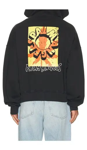 Palm Angels Palm Leaf Zipped Hoodie - Black