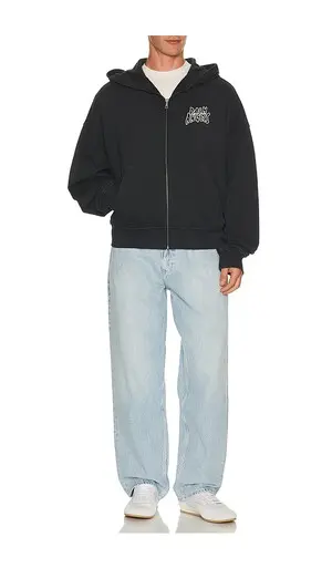 Palm Angels Palm Leaf Zipped Hoodie - Black
