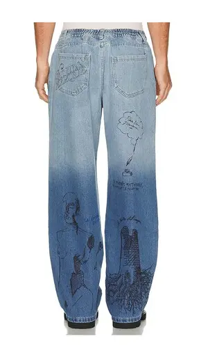 PAS UNE MARQUE Sketch Print Denim Pants