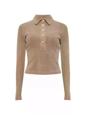 Citizens Of Humanity Brea 60's Ribbed Long-sleeve Polo Top - Neutrals