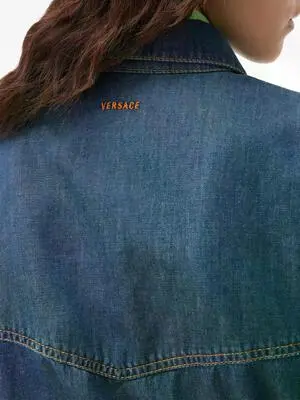 Versace Long Sleeve Denim Mini Dress - Blue