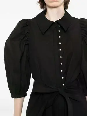 KIMHEKIM Belted Midi Dress With Spread Collar And Half-length Sleeves