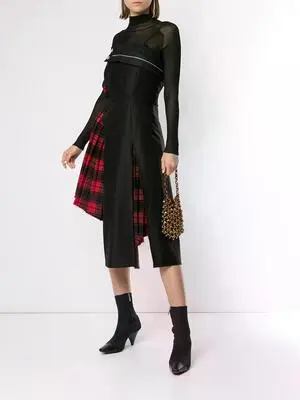 BEN TAVERNITI UNRAVEL PROJECT Deconstructed Tartan Dress - Red