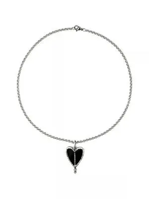 POISONED HEARTS Tone Heart Pendant Necklace - Silver