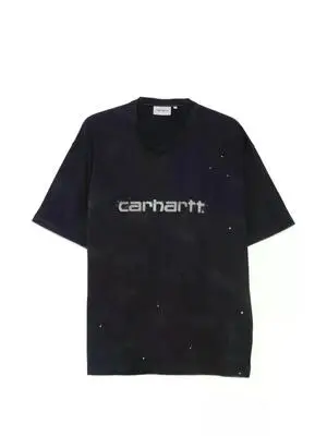 Carhartt Work In Progress Logo-print Paint-splatter T-shirt - Blue