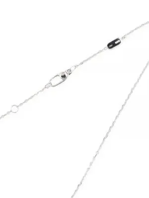 Gucci 18k White Gold Gg Engraved Pendant Necklace
