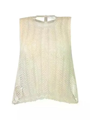 CURATORIA Crochet-knit Round Neck Sleeveless Top - Neutrals