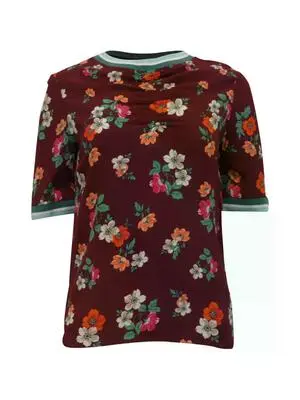 Maje Floral Print Ruched Top