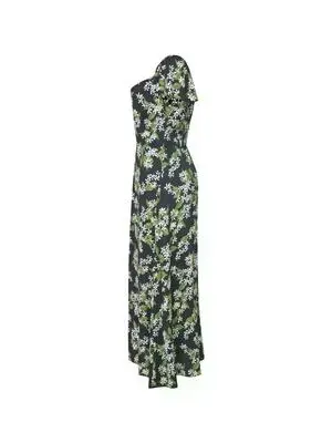 REFORMATION Floral Print V-neck Short Sleeve Maxi Dress