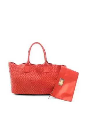 Bottega Veneta 2000s Intrecciato Hippopotamus Tote Bag - Red