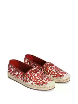 Dolce & Gabbana Majolica-print Canvas Espadrilles - Red