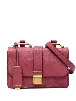 Miu Miu Goatskin Madras Crossbody Bag - Red