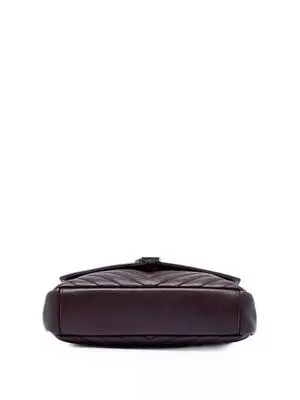 Saint Laurent Medium Chevron Sheepskin Monogram College Satchel - Red