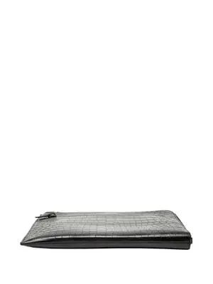 Saint Laurent Croc Embossed Leather Clutch Bag