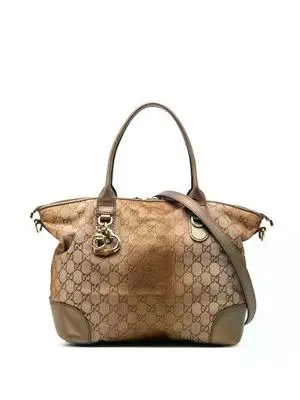 Gucci Gg Lurex Heart Bit Satchel - Brown