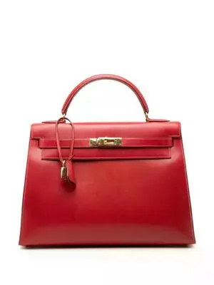 Hermès 1993 Box Calf Kelly Sellier 32 Satchel - Red