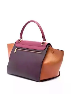 Celine Medium Tricolor Leather Trapeze Satchel - Red