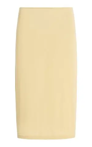 ZIAH Ziah Cotton-Blend Sheer Knit Midi Skirt Neutral