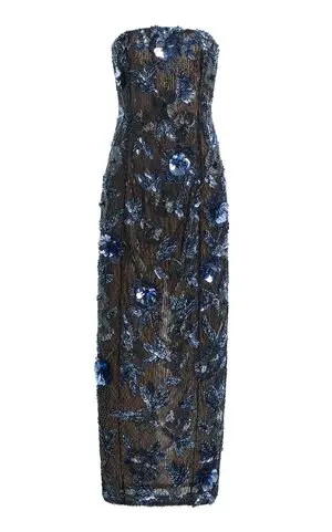 Rachel Gilbert Exclusive Pierre Embellished Tulle Gown - Blue