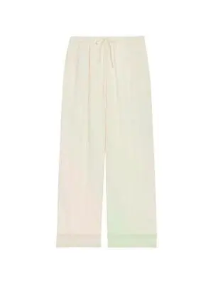 SOLAQUA Floral Embroidered Drawstring Trousers - Neutrals