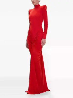 V:PM ATELIER Adwa Padded-shoulder Ruched Maxi Dress