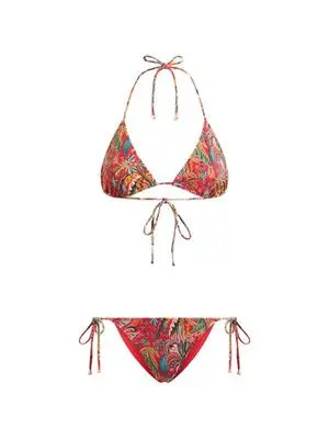 Etro Paisley-print Foliage-motif Bikini - Red