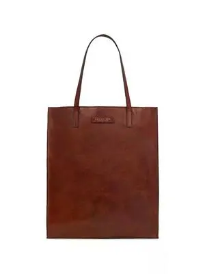 THE BRIDGE Logo-plaque Leather Tote Bag - Brown