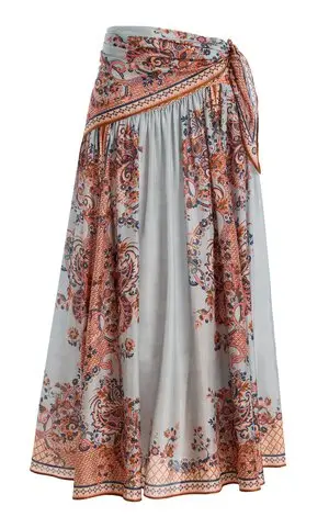 Zimmermann Aster Silk Maxi Skirt With Scarf Detail - Multi