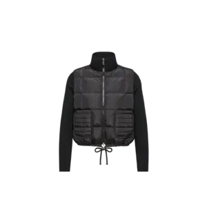 Moncler Quilted Wool Zip-up Cardigan - Black