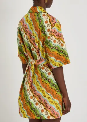 ALEMAIS Alémais Printed Belted Shirt Mini Dress
