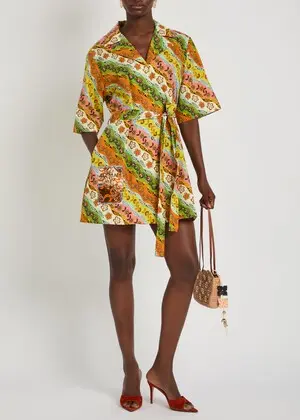 ALEMAIS Alémais Printed Belted Shirt Mini Dress