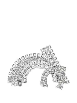FERRAGAMO Gancini Crystal-embellished Brooch - Silver