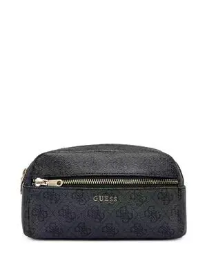 Guess Logo Print Zip-around Make-up Bag - Black
