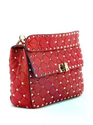 Valentino Garavani Rockstud Spike Flap Quilted Leather Medium Crossbody Bag - Red