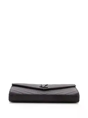 Saint Laurent Matelasse Chevron Leather Wallet On Chain - Black