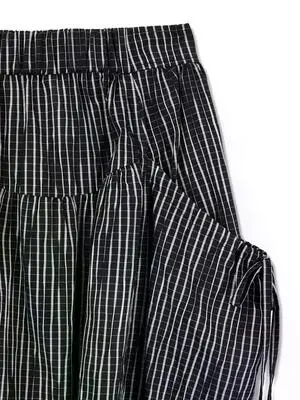 STUDIO TOMBOY Check Drawstring Midi Skirt - Black