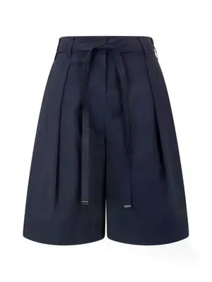 STUDIO TOMBOY Belted Pleated Knee-length Tailored Shorts - Blue