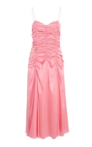 Khaite Raina Ruffled Silk Midi Dress