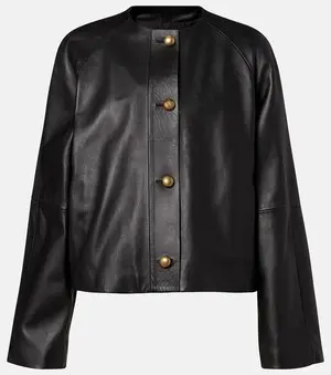 Max Mara Bouquet Leather Jacket - Black
