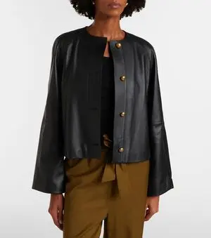 Max Mara Bouquet Leather Jacket - Black